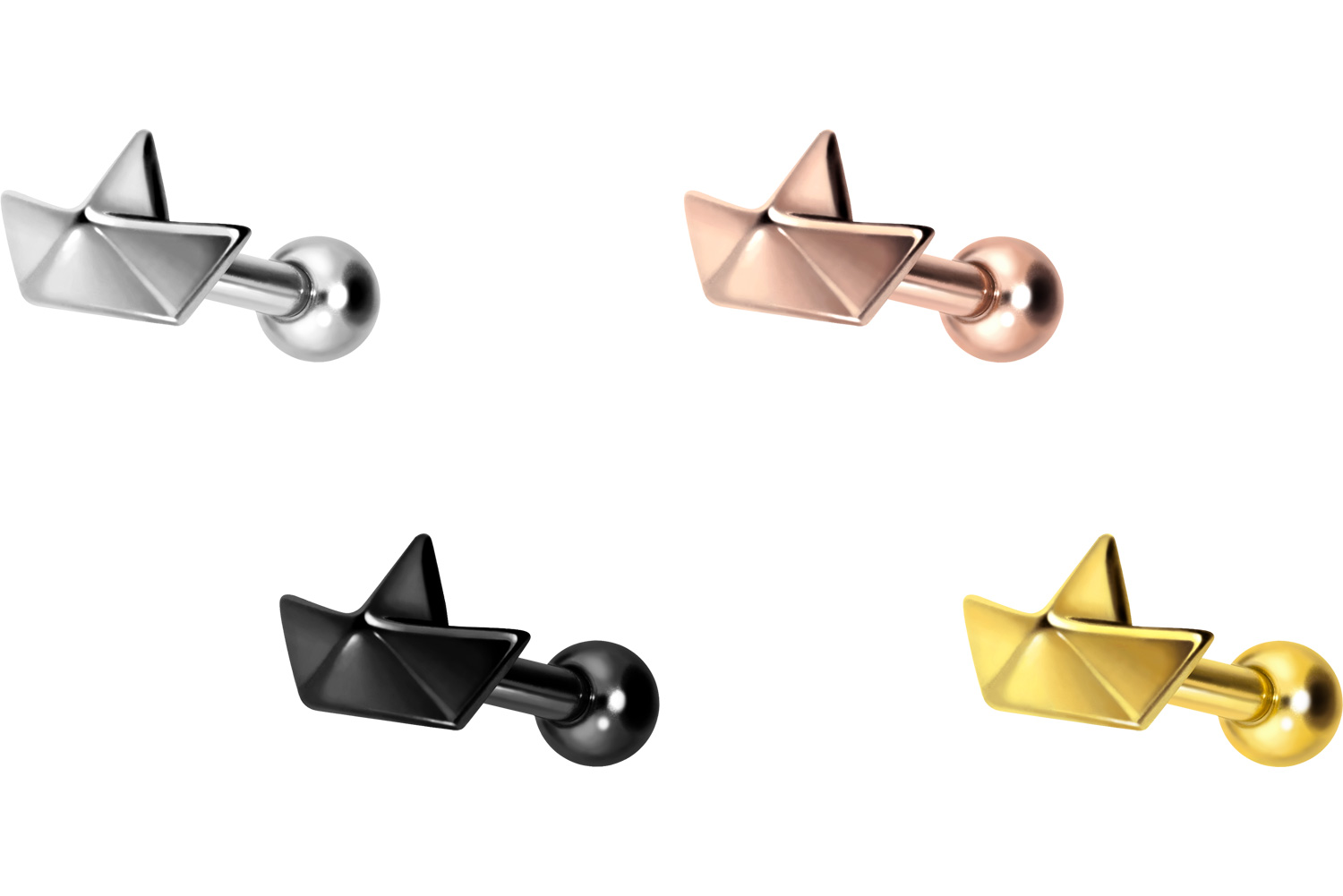 Titanium ear piercing with internal thread SAILBOAT | PIERCINGLINE